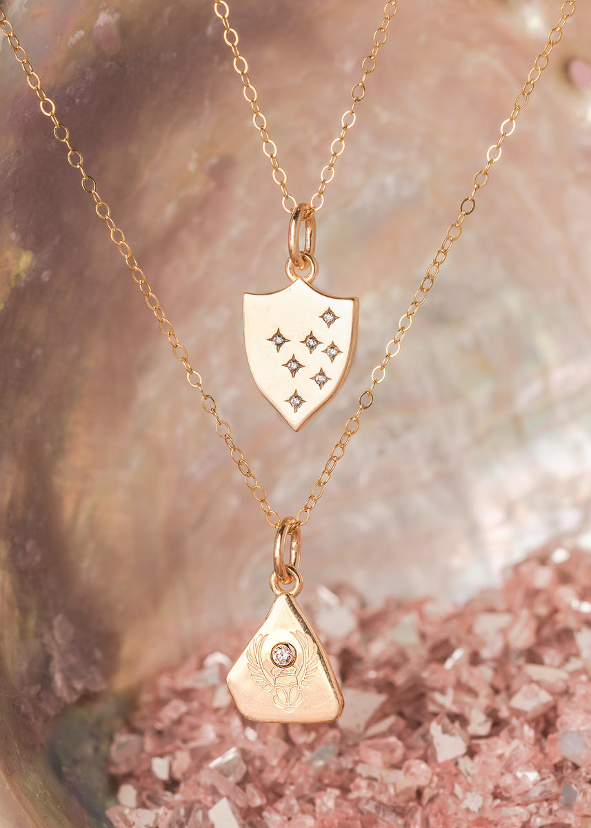 Mineral and Matter Lucky Talisman Shield Charm Necklace