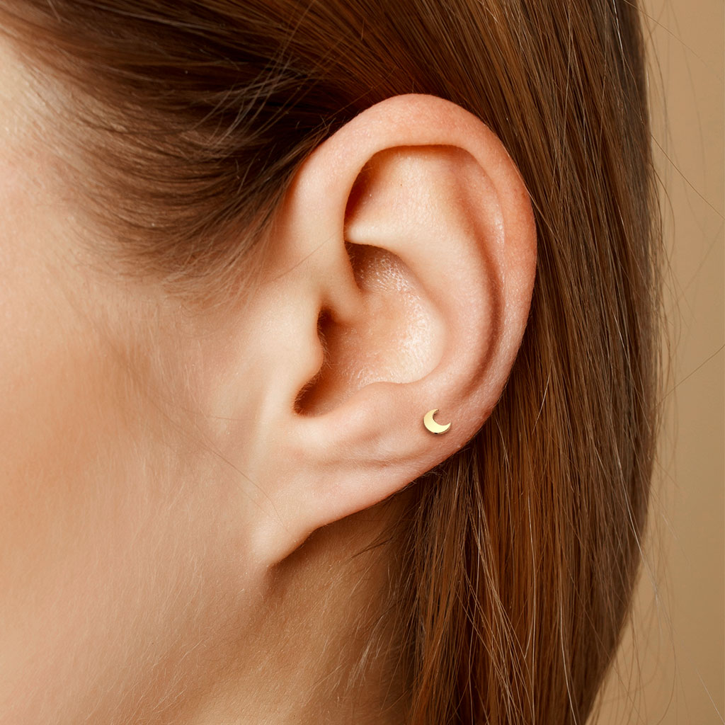 Piercing Earring Crescent Moon Gold Stud – Mineral and Matter