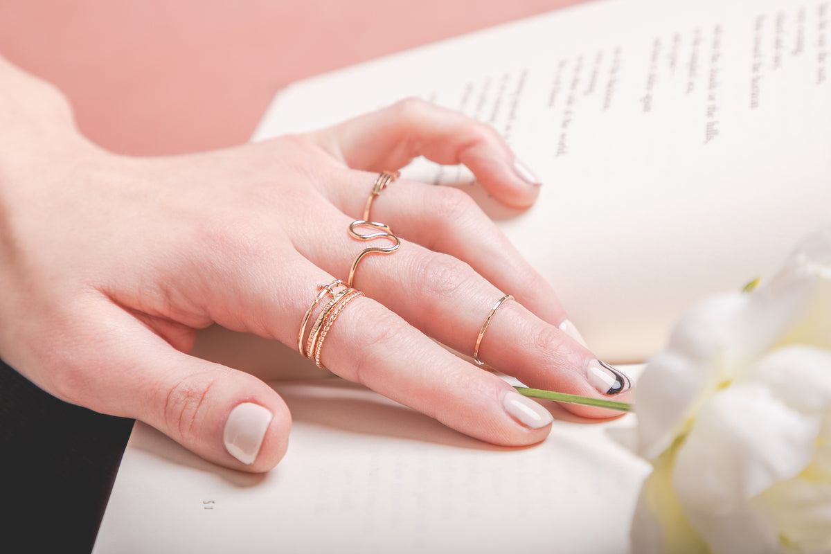 Mineral and Matter Textured Lines Ring